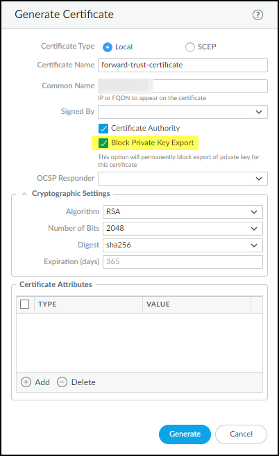 Generate a Private Key and Block It