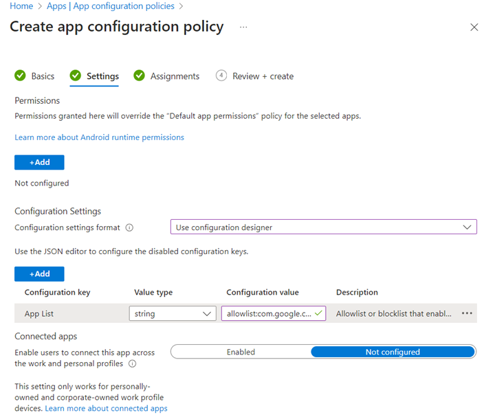 Create an App Configuration on Android Endpoints Using Microsoft Intune