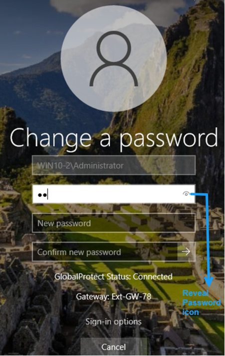 Reveal Password on Windows Logon Screen for GlobalProtect