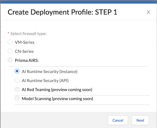 Create and Associate a Deployment Profile for AI Runtime Security: Network Intercept