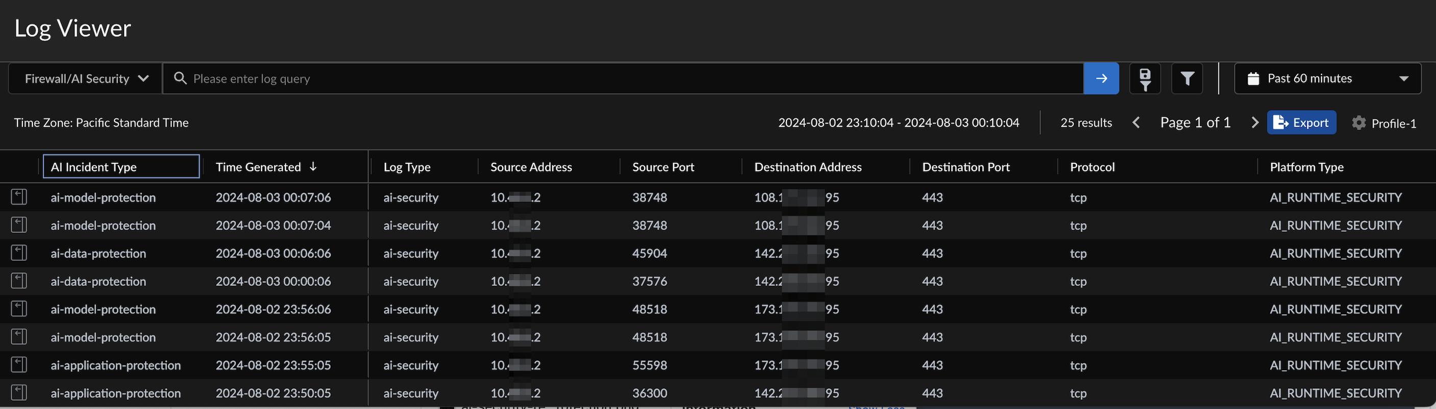Monitor: Threat Logs and AI Security Logs
