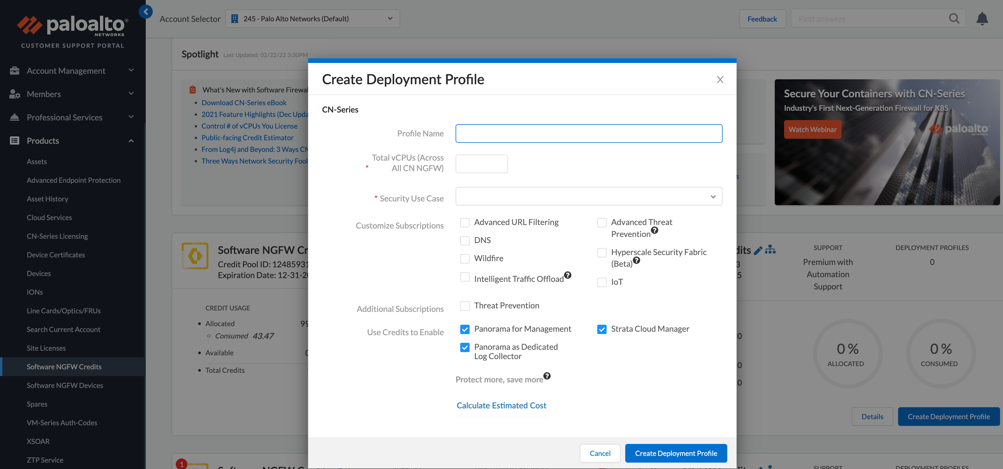 Create and Manage a Deployment Profile to activate CN-Series License