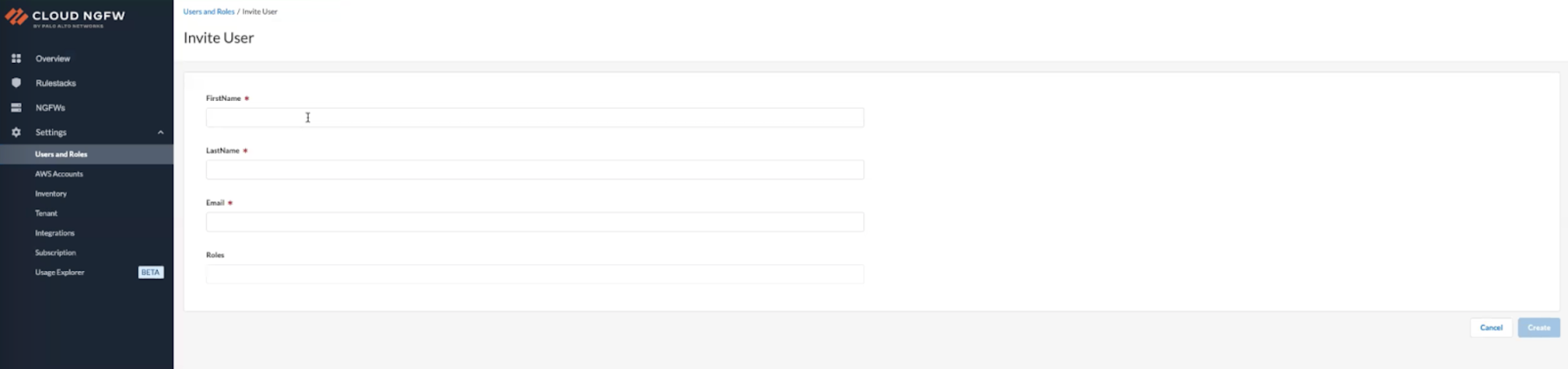 Invite Users to Cloud NGFW for AWS