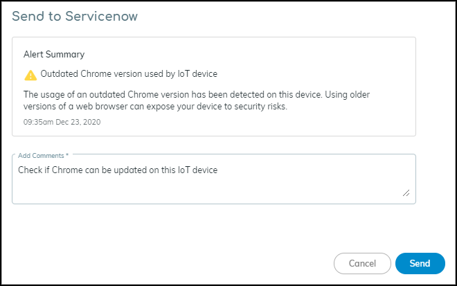 Send Security Alerts to ServiceNow