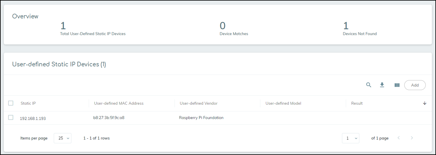 Add a Static IP Device Configuration