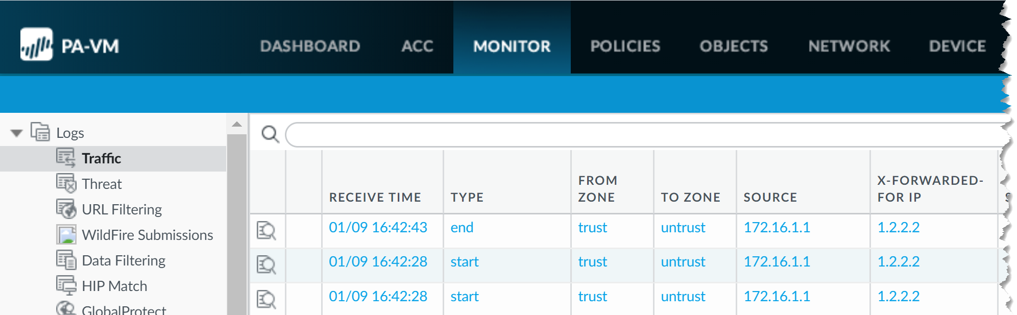 Use XFF IP Address Values in Security Policy and Logging