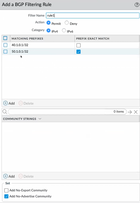 BGP Filtering and Route Metric Support on Service Connections in Prisma ...