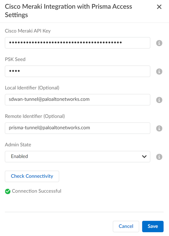 Integrate Prisma Access with Cisco Meraki SD-WAN