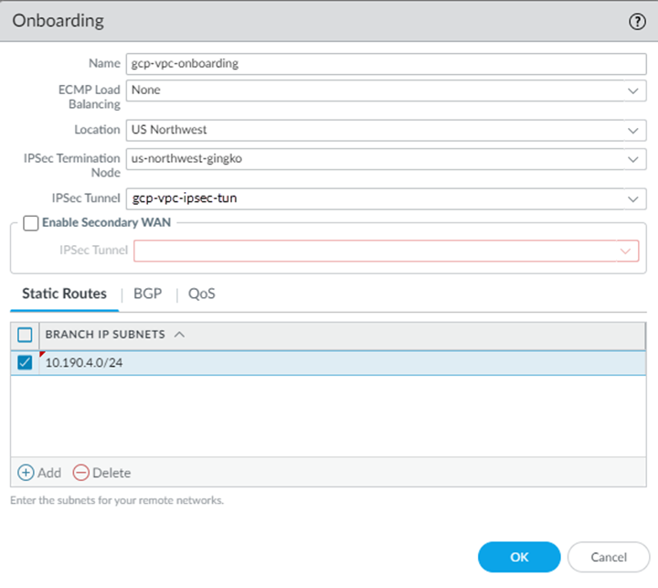 Onboard a Google Cloud Platform Virtual Private Cloud