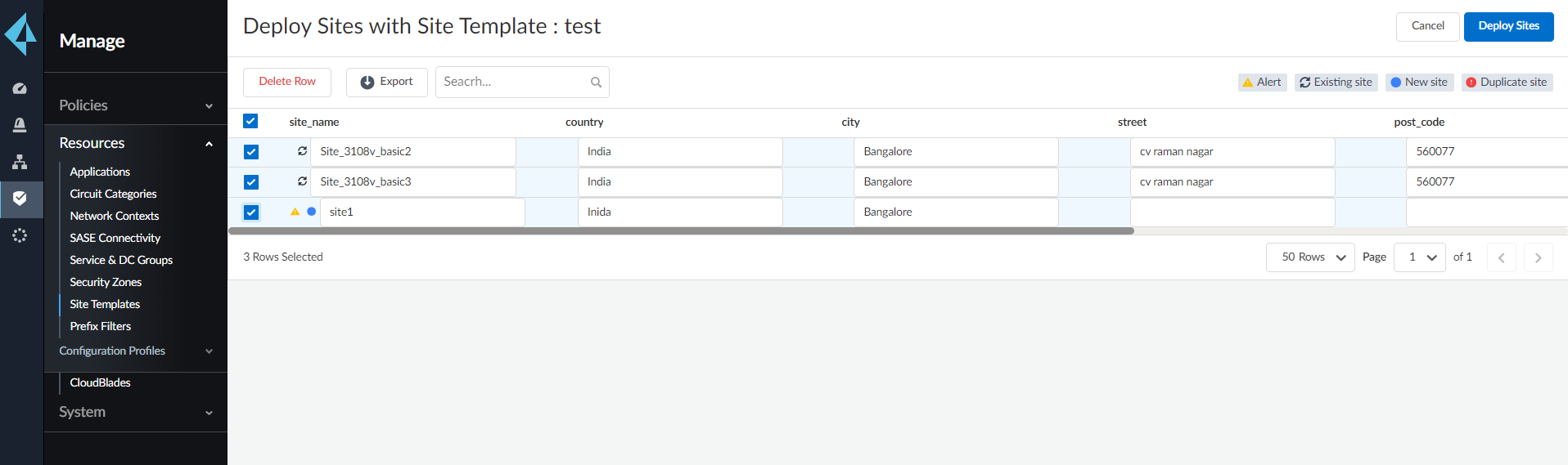 Deploy Site Using a Template