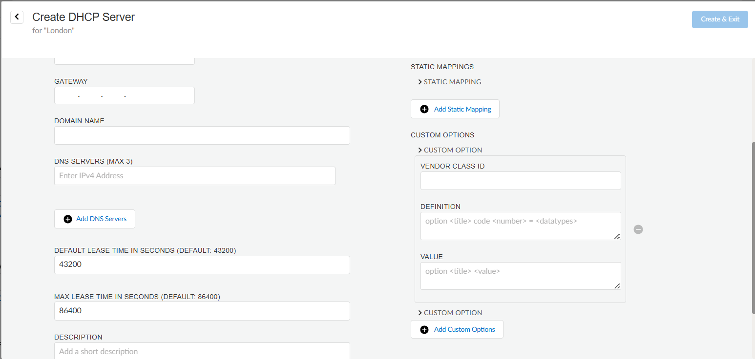 Configure Custom Options for DHCP Servers