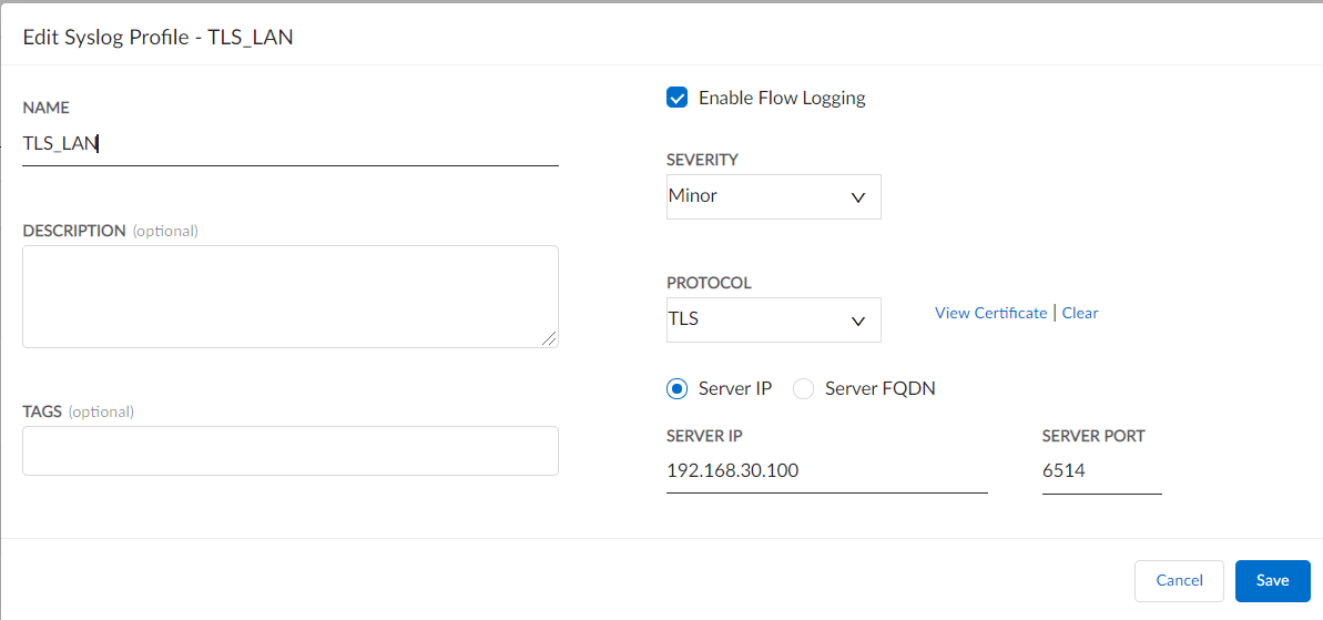 Configure Syslog Profiles
