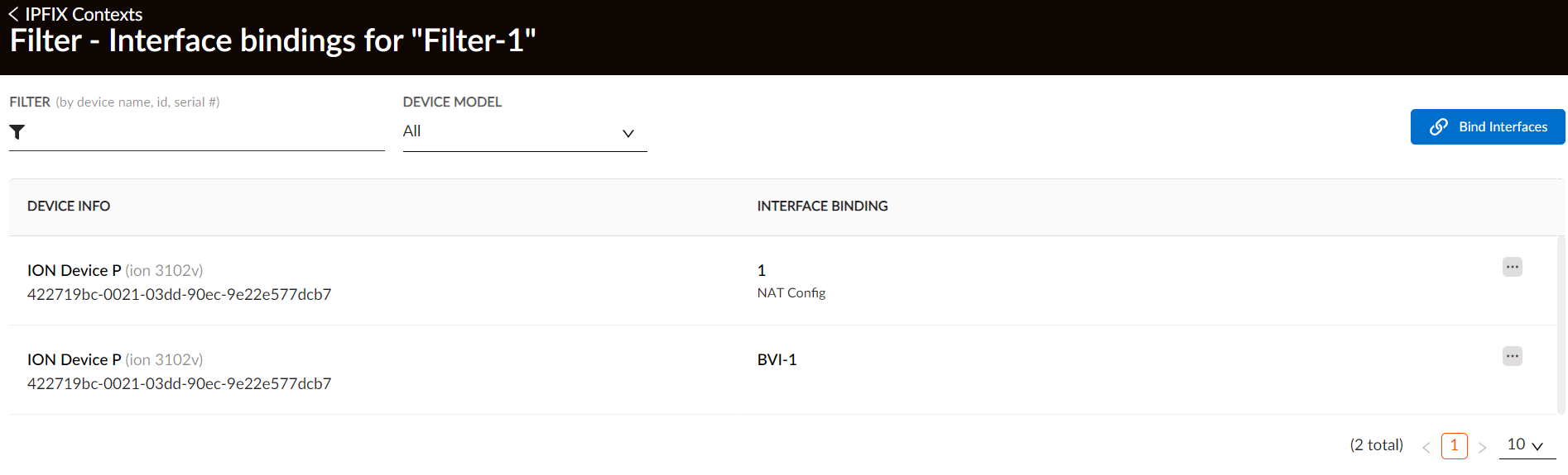 Configure and Attach a Filter Context to a Device Interface in IPFIX