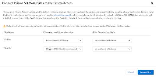 Connect a Single and Multiple Prisma SD-WAN Site to Prisma Access