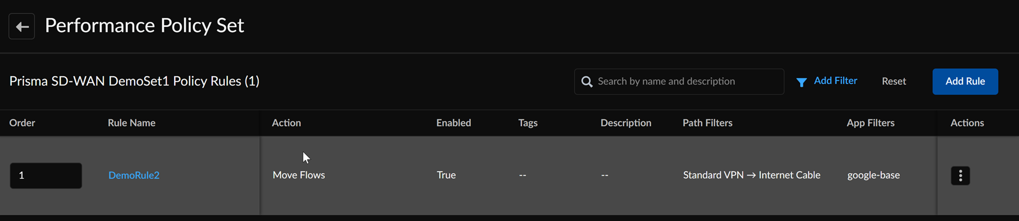 Add Performance Policy Rules