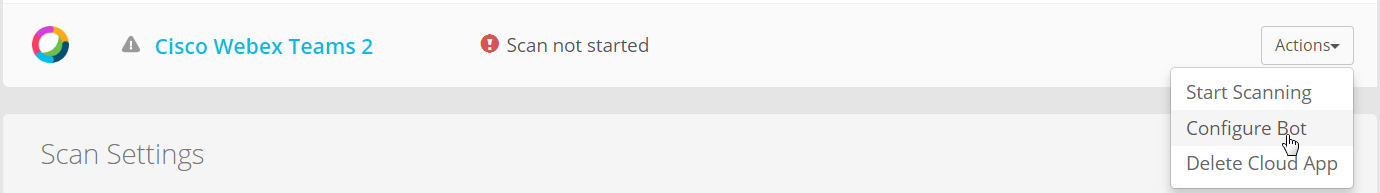 Begin Scanning a Cisco Webex Teams App