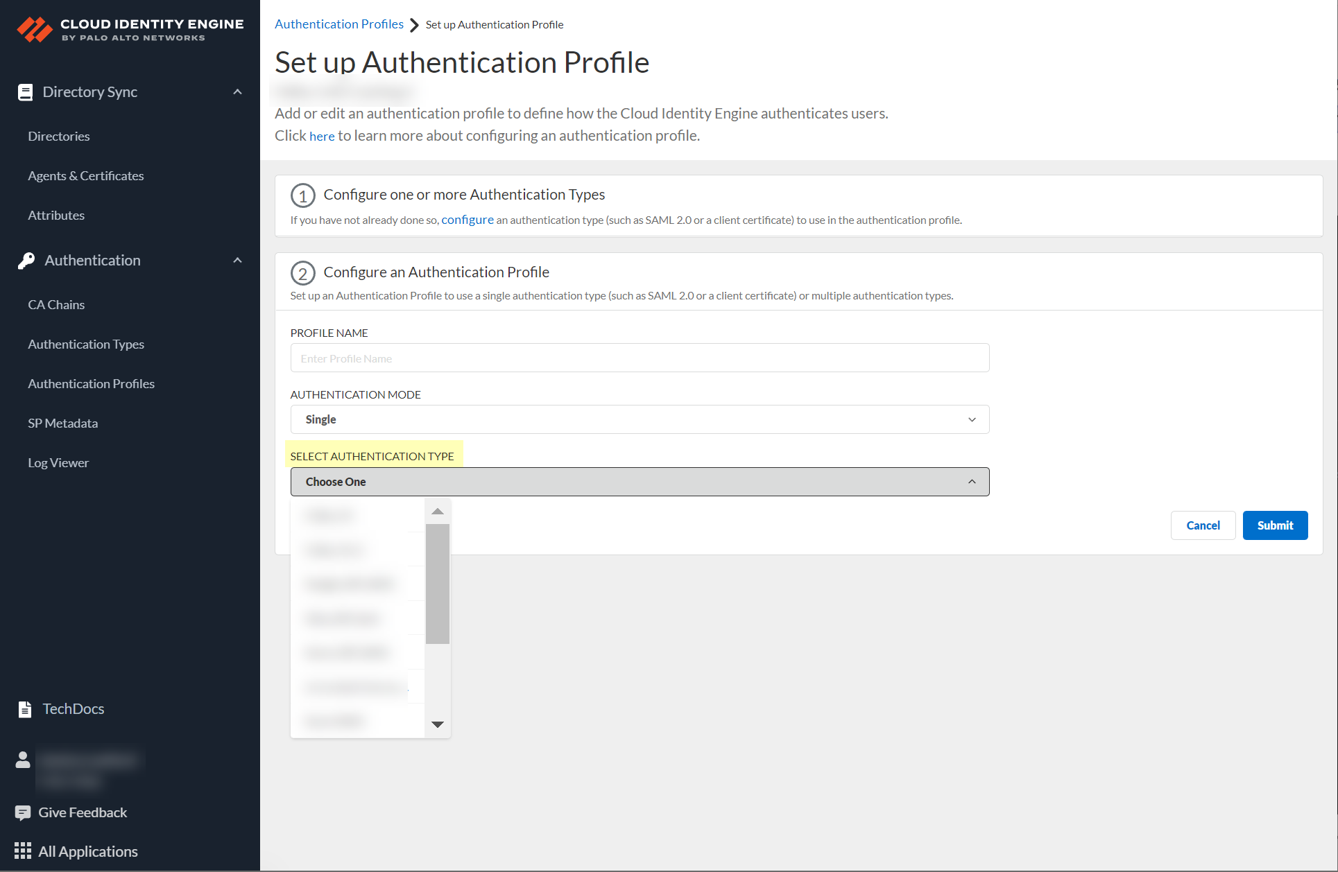 Set Up an Authentication Profile