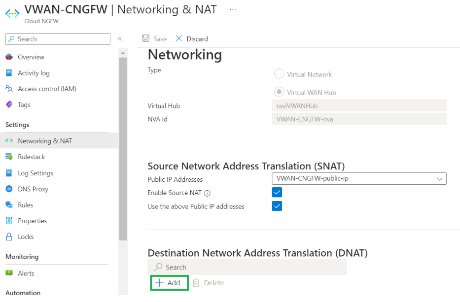 Sample Configuration for Post vWAN Deployment