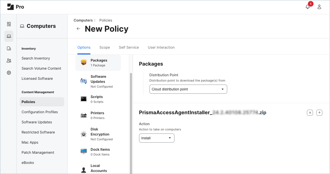 Create a Jamf Policy for Prisma Access Agent Deployment