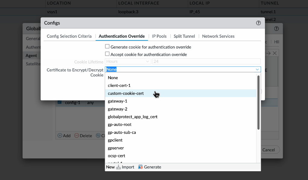 Export the Authentication Override Cookie for Connecting to an On-Premises NGFW Gateway ...