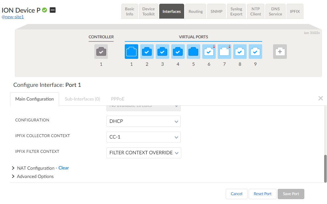 Configure and Attach a Collector Context to a Device Interface in IPFIX